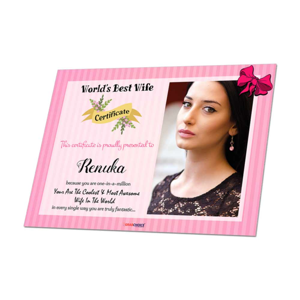 Personalized Certificate For Wife| Buy Today At www.grabchoice.com